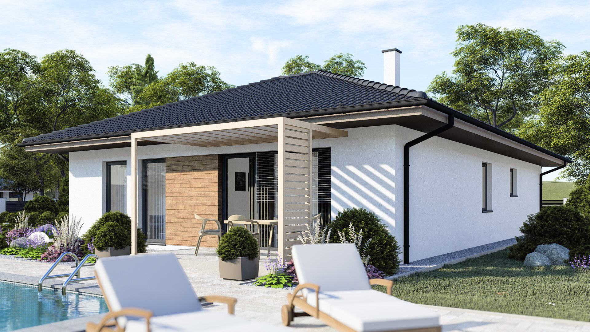 Opál 88/362 - projekt prízemného nízkoenergetického rodinného ...